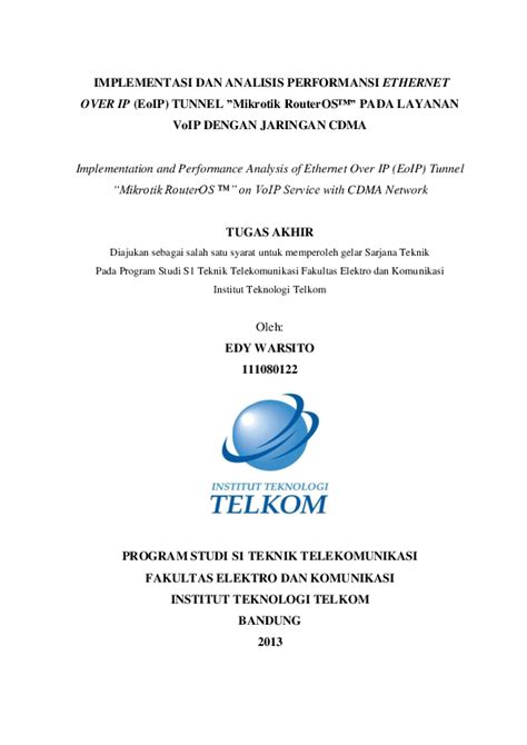 Pdf Implementasi Dan Analisis Performansi Ethernet Over Ip Eoip