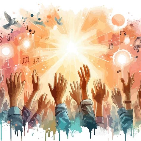 Premium Vector Hands Raised Worship Singing Looking Hands Raised
