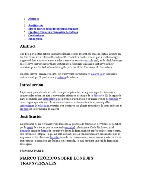 Ejes Transversales Pdf Plan De Estudios Aprendizaje