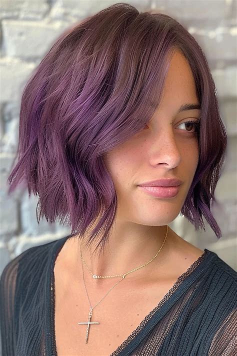 25 Trendy Bob Hairstyles Edgy Layered Purple Bob Haircut
