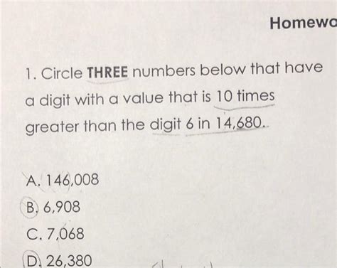 solved 1 circle three numbers below that have a digit with