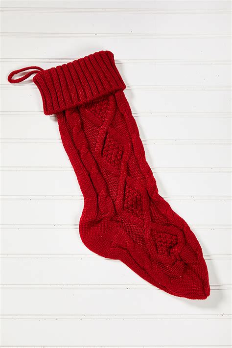 Knit Fabric Christmas Stocking Cranberry Christmas Textiles