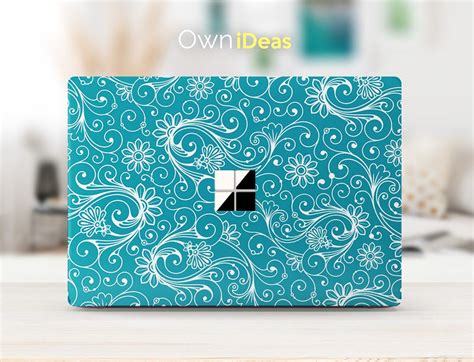 Surface Laptop Inch Skin Personalized Gifts For Her Blue Floral Design Fits Surface