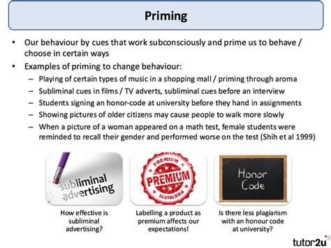 Priming And Behavioural Choice Behavioural Economics Tutor2u