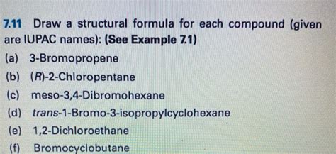 Solved 7 11 Draw A Structural Formula For Each Compound