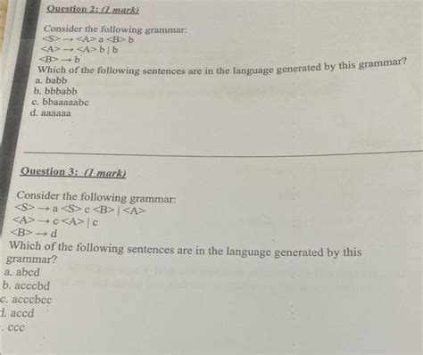 Solved Consider The Following Grammar
