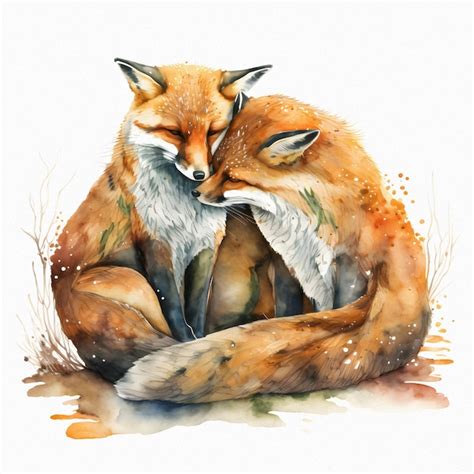 Premium Photo Two Red Foxes In Love Hug Valentines Day And All