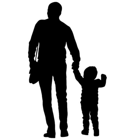 Silueta De Familia Feliz En Un Fondo Blanco Vector Premium