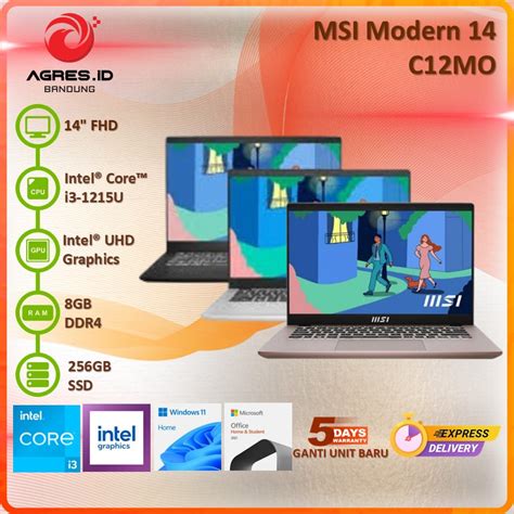 Jual Msi Modern 14 C12mo I3 1215u 8gb 512gb 14 Fhd Ips Shopee Indonesia
