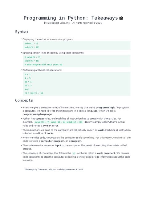 Mission 311 Programming In Python Takeaways Programming In Python