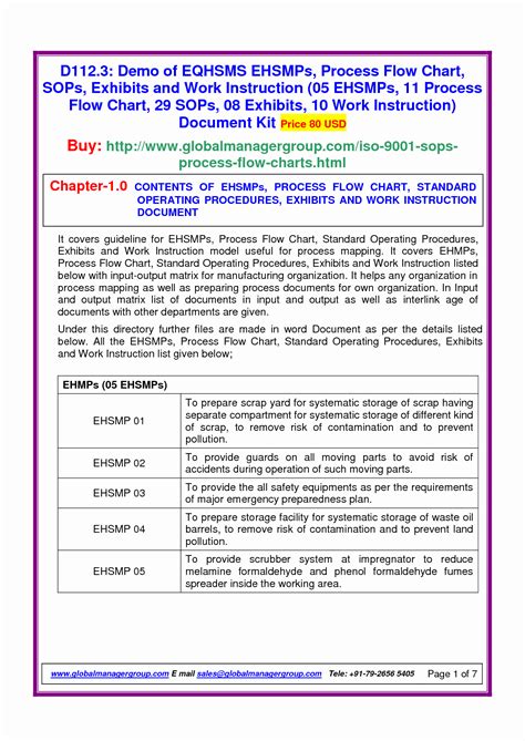 Example Standard Operating Procedure Sop Performatech