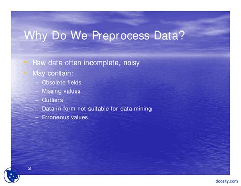 Why Do We Preprocess Data Data Warehouse Lecture Slides Docsity