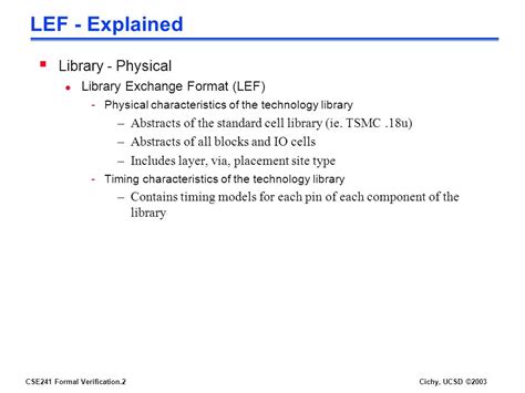 cse241 formal verification 1cichy ucsd ©2003 cse241a vlsi digital