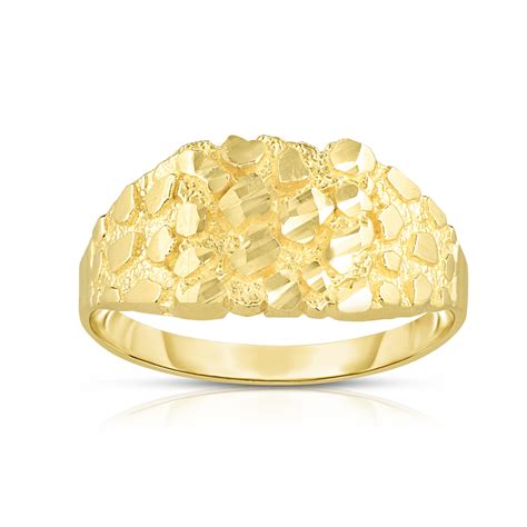Floreo 10k Yellow Gold 108mm Square Nugget Ring Sizes 6 13