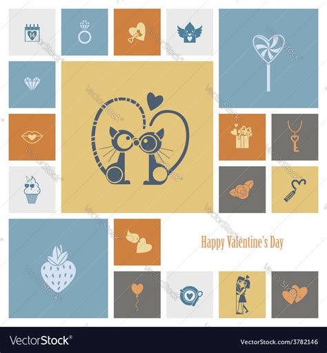 Happy Valentines Day Icons Royalty Free Vector Image