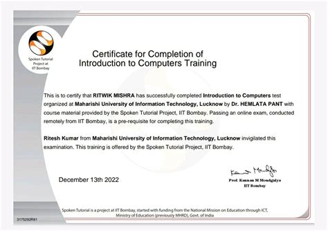 Ritwik Mishra On Linkedin Happy To Share That I Completed A Course By Spoken Tutorial Iit