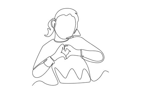 Dessin Continu Dune Ligne Heureux Donne Un Geste Damour Concept De La