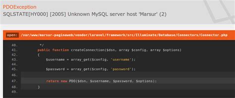 Php Sqlstate Hy000 2005 Unknown Mysql Server Host 2 In Laravel Stack Overflow