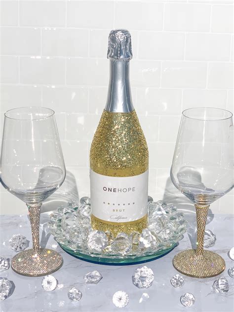 Silver Or Gold Rhinestone Stem Tapered Wine Glasses Etsy