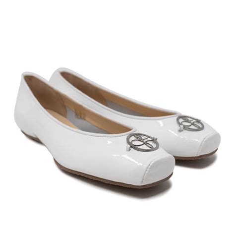 Women Ballerina Shoes With Hidden Heel In Patent White Jennifer