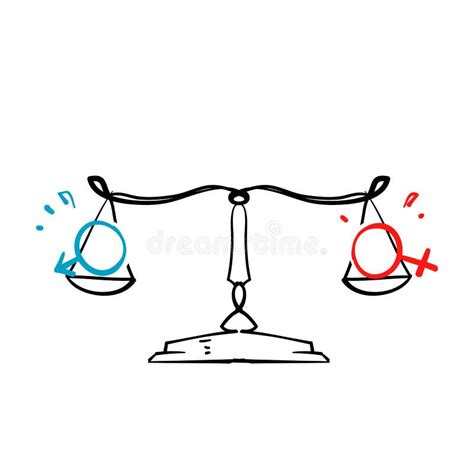 Hand Drawn Doodle Gender Symbol And Scale Symbol For Gender Equality