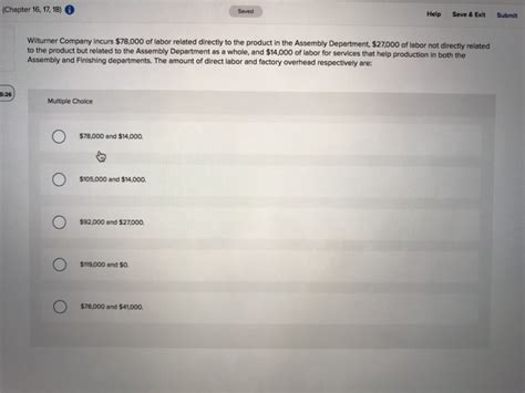 Solved Chapter 16 17 18 Saved Help Save And Exlt Submit