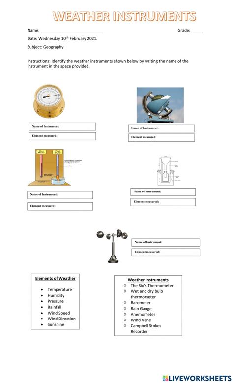 Writing About Weather Instruments Worksheets Worksheetscity