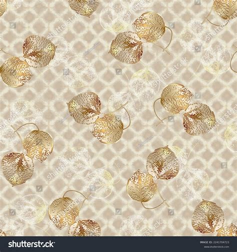 Allover Seamless Floral Peepal Leaf Pattern Stock Illustration