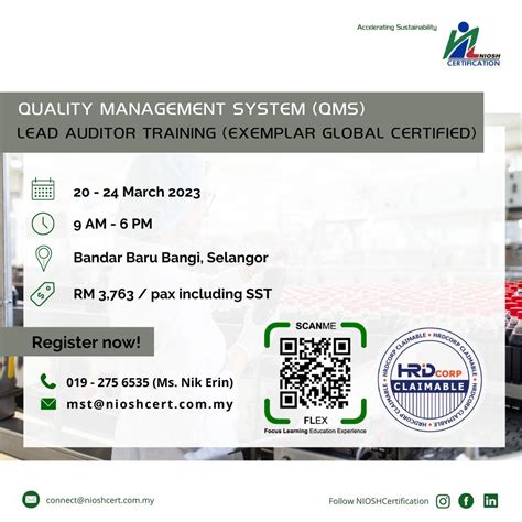 Niosh Certification Sdn Bhd On Linkedin Join Our Training And Become A Lead Auditor For Quality