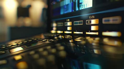 Closeup Of A Mixing Console With Colorful Lights And Buttons