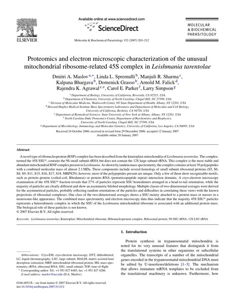 PDF Proteomics And Electron Microscopic Characterization Of The