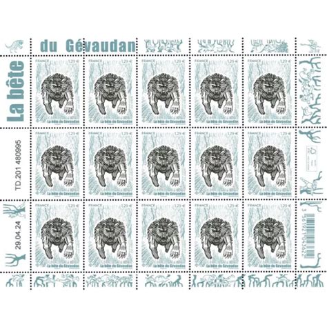 TIMBRE LA BÊTE du Gévaudan en feuillet de France NF147 neuf EUR 29