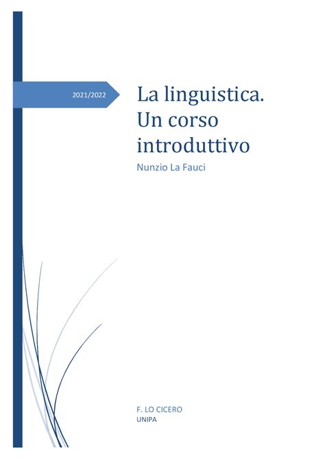 La Linguistica Un Corso Introduttivo Appunti Di Linguistica Generale