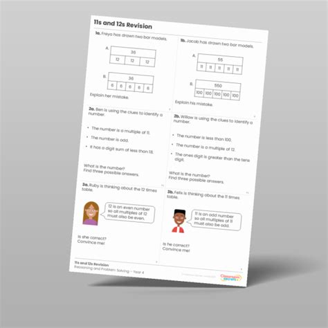 year 4 11s and 12s revision reasoning and problem solving resource