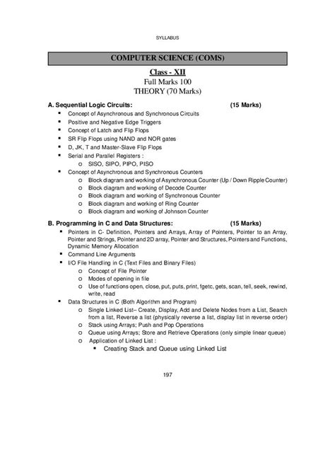 Wbchse Class 12 Computer Science Syllabus 2023 Pdf West Bengal Board Class 12 Syllabus For