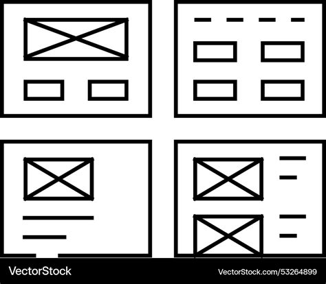 Wireframe Ux Ui Design Line Icon Royalty Free Vector Image