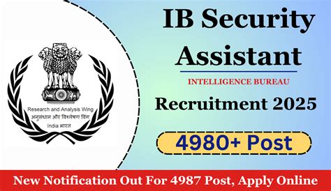 Ib Security Assistant Recruitment 2025 New Notification Out For 4987