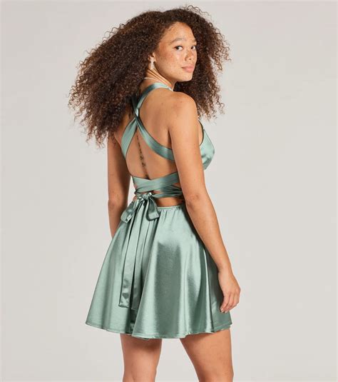 Taylor Lace Up Skater Satin Party Dress And Windsor