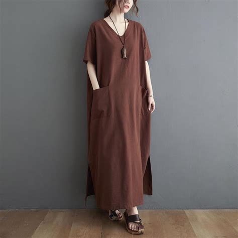 Summer Retro Loose Cotton Linen Plus Size Dress Babakud