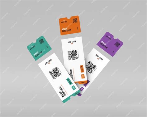 Premium Psd Paper Ticket Mock Up With Qr Code