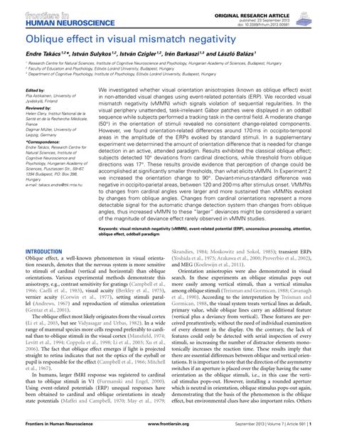 Pdf Oblique Effect In Visual Mismatch Negativity