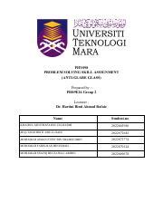 PHY PROBLEM SOLVING SKILL ASSIGNMENT GROUP Pdf PHY PROBLEM SOLVING SKILL ASSIGNMENT