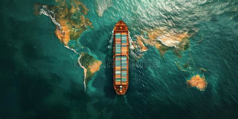 Global Supply Chain And Logistics Conceptual Visualization With Map And Cargo Ship Concept