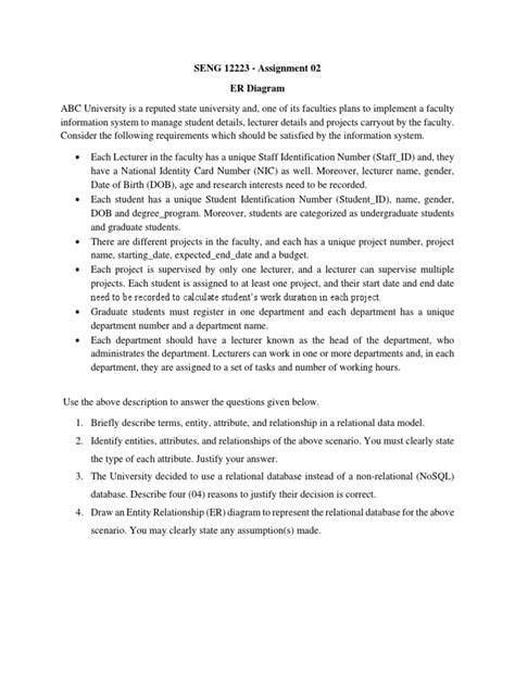 Er Diagram Assignment Pdf