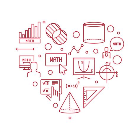 Premium Vector Learning Mathematics Vector Line Red Heart Shaped
