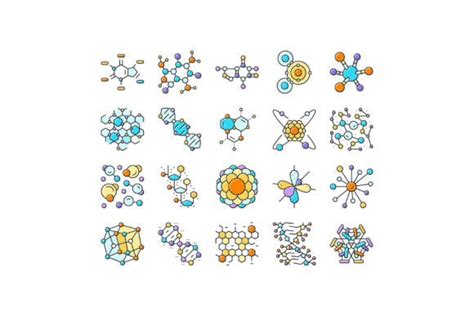 Molecular Science Chemistry Atom Icons Graphic By Stockvectorwin