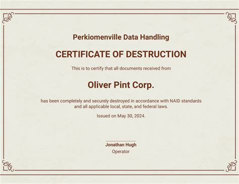 Free Printable Destruction Certificate Templates To Customize Online