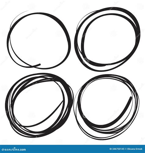 Hand Drawn Ink Line Circles Scribble Circle Circular Doodle Sketch Scribbles Round Frames