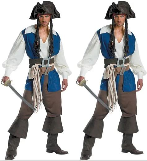 Mens Ahoy Matey High Seas Pirate Costume Adult Buccaneer Captain Fancy Dress Jack Sparrow