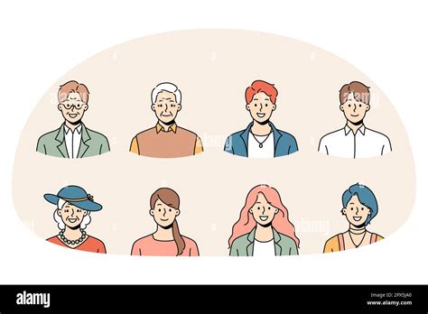 Set Of Diverse People Of Different Ages And Genders Profile Pictures